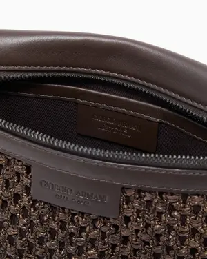 Giorgio Armani Raffia Clutch Bag With Leather Details