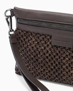 Giorgio Armani Raffia Clutch Bag With Leather Details