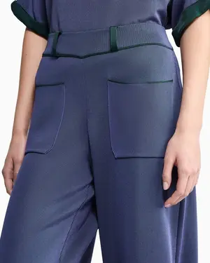 Giorgio Armani Ribbed Viscose-blend Trousers