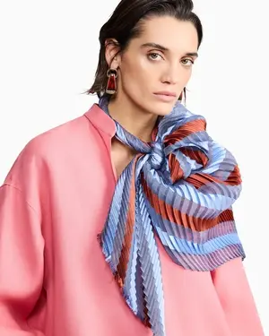 Giorgio Armani Pleated Striped Silk Stole