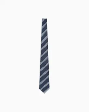 Giorgio Armani Silk Tie With Jacquard Stripes - Blue