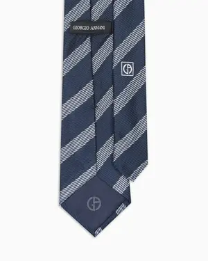Giorgio Armani Silk Tie With Jacquard Stripes - Blue
