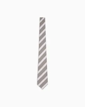 Giorgio Armani Silk Tie With Jacquard Stripes - Grey