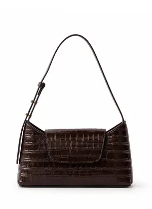 ELLEME Envelope Croco Embossed Leather - Dark Brown