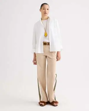 TWP Isabelle Pant In Vintage Washed Poplin - Sandstone