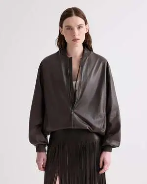 TWP Bubble Hem Bomber Jacket In Dolce Leather