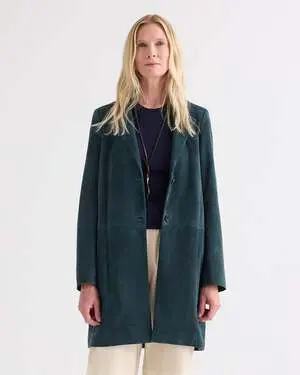 TWP Easy Car Coat In Luxe Suede