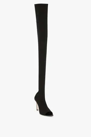 Victoria Beckham Harlow Peep Toe Stretch Jersey Boot