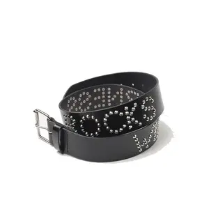 STUART TREVOR Wilderness Rocks Studded Leather Belt - Black