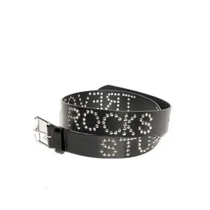 STUART TREVOR Rocks Studded Leather Belt - Black