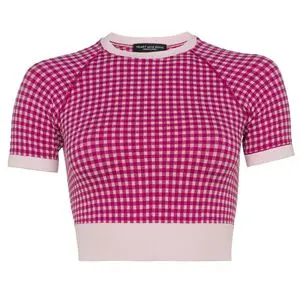 HEART AND SOUL Georgie Vichy Crop Top - White/pink