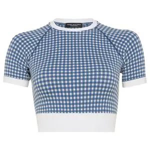 HEART AND SOUL Georgie Vichy Gingham Crop Top - Blue/white