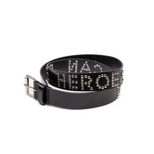 STUART TREVOR We Can Be Heroes Studded Leather Thin Belt - Black