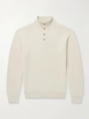 Fedeli Kyoto Ribbed Cashmere Polo Shirt - Neutrals