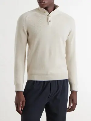 Fedeli Kyoto Ribbed Cashmere Polo Shirt