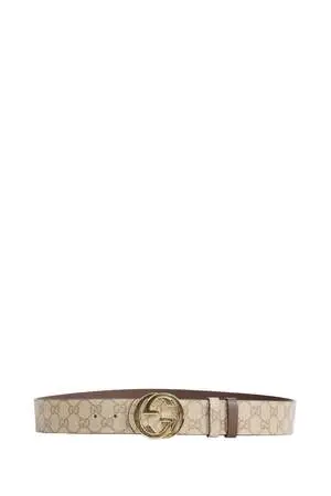Gucci Reversible Belt With Interlocking G Buckle - Beige