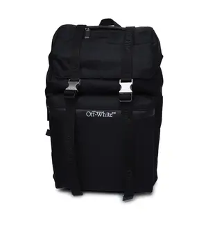 Off-White Buckle Detailed Foldover Top Backpack - Black