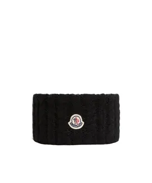 Moncler Cable Knit Alpaca Blend Headband - Black