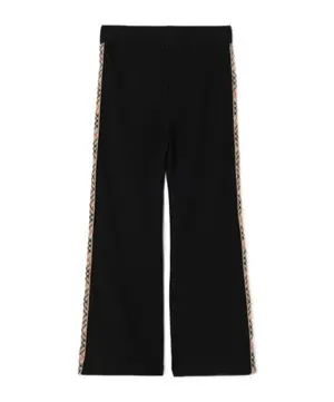 Burberry Check Trim Stretch Cotton Flared Trousers