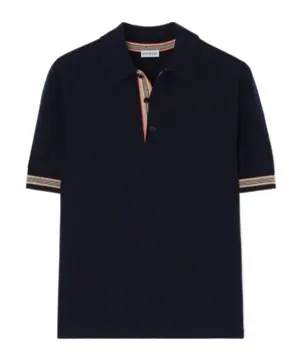 Burberry Icon Stripe Trim Wool Polo Shirt