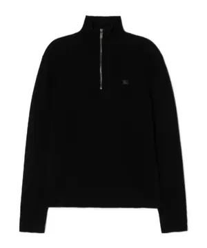 Burberry Cashmere Blend Half-zip Sweater - Black