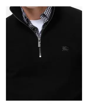 Burberry Cashmere Blend Half-zip Sweater - Black