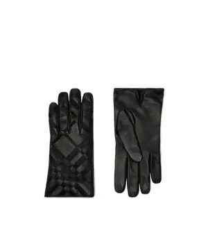 Burberry Check Intarsia Leather Gloves