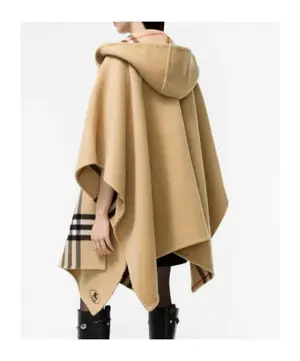 Burberry Check Cashmere Hooded Cape