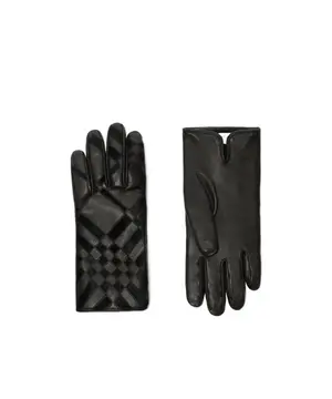 Burberry Check Intarsia Leather Gloves