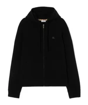 Burberry Cashmere Blend Zip Hoodie - Black