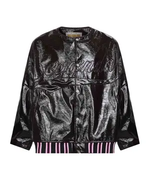 PDFCHANNEL Pdf Oversized Glossy Bomber Coat - Black