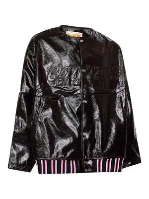 PDFCHANNEL Pdf Oversized Glossy Bomber Coat
