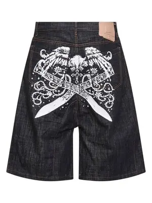 PDFCHANNEL Graphic Loose-fit Denim Shorts