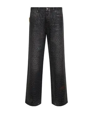 PDFCHANNEL Pdf Spotted Straight-leg Jeans - Black/brown