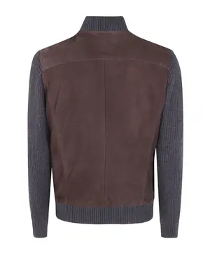 BARBA NAPOLI Zippered Patchwork Leather Jacket