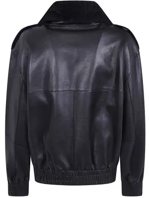 P.a.r.o.s.h Long-sleeve Leather Jacket With A Lapel Collar