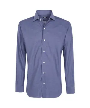 BARBA NAPOLI Chevron Classic Shirt - Blue