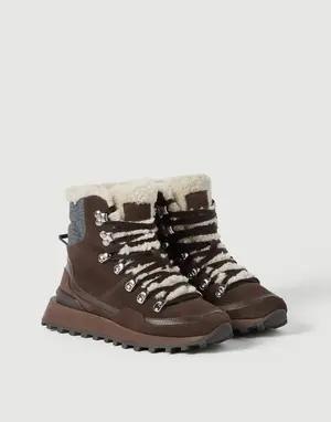 Brunello Cucinelli Suede And Shearling Lace-up Runners