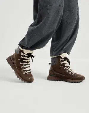 Brunello Cucinelli Suede And Shearling Lace-up Runners