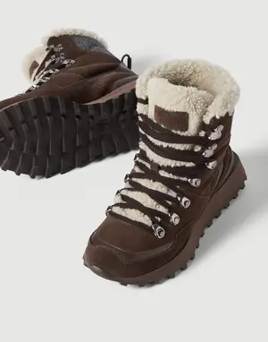 Brunello Cucinelli Suede And Shearling Lace-up Runners