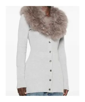Blumarine Fur-trimmed Long-sleeve Cardigan