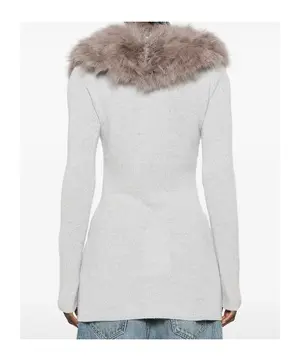 Blumarine Fur-trimmed Long-sleeve Cardigan