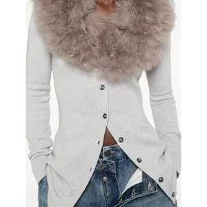 Blumarine Fur-trimmed Long-sleeve Cardigan