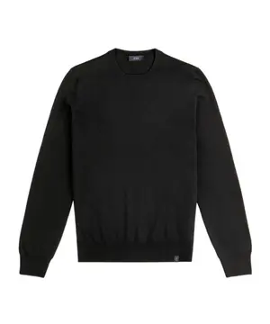FAY Round-neck Pullover In Merinos Wool - Black