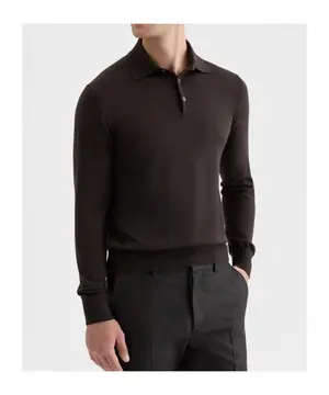 Agnona Long-sleeve Polo Shirt - Dark Brown