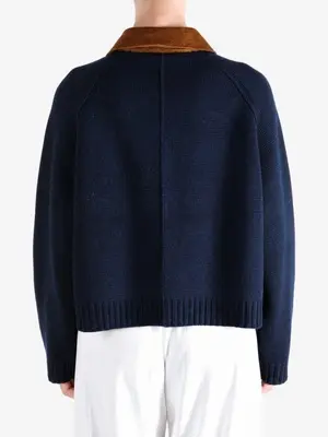 Barbour Contrast Collar Cropped Knit Jacket