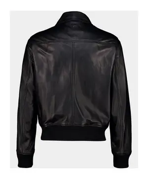 AMI Paris Lamb Leather Zipped Jacket - Black