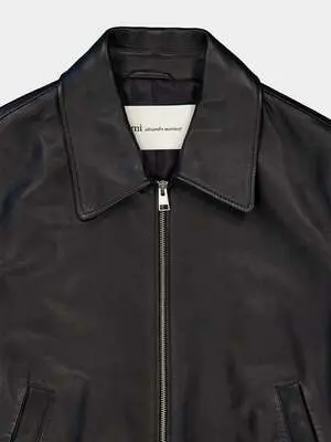 AMI Paris Lamb Leather Zipped Jacket - Black