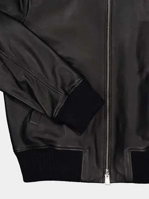 AMI Paris Lamb Leather Zipped Jacket - Black