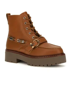 Pinko Round Toe Buckle Detailed Boots
